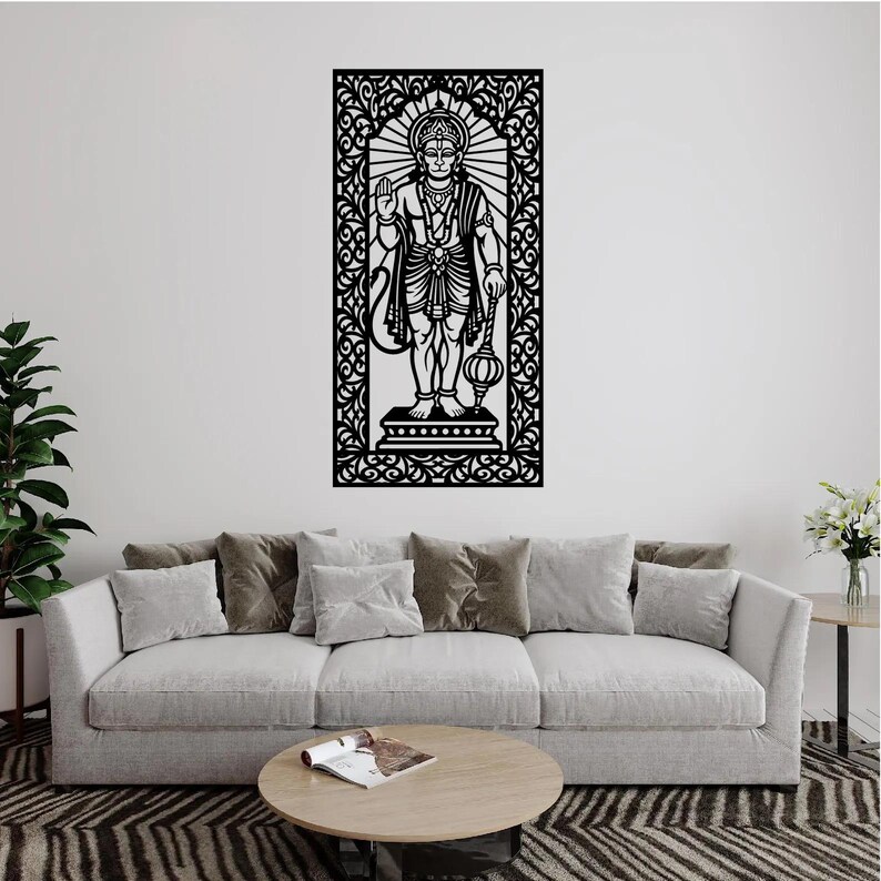 Hanuman Wall Decor: Laser Cut Hindu God Design Svg Png Dxf Eps (digital ...