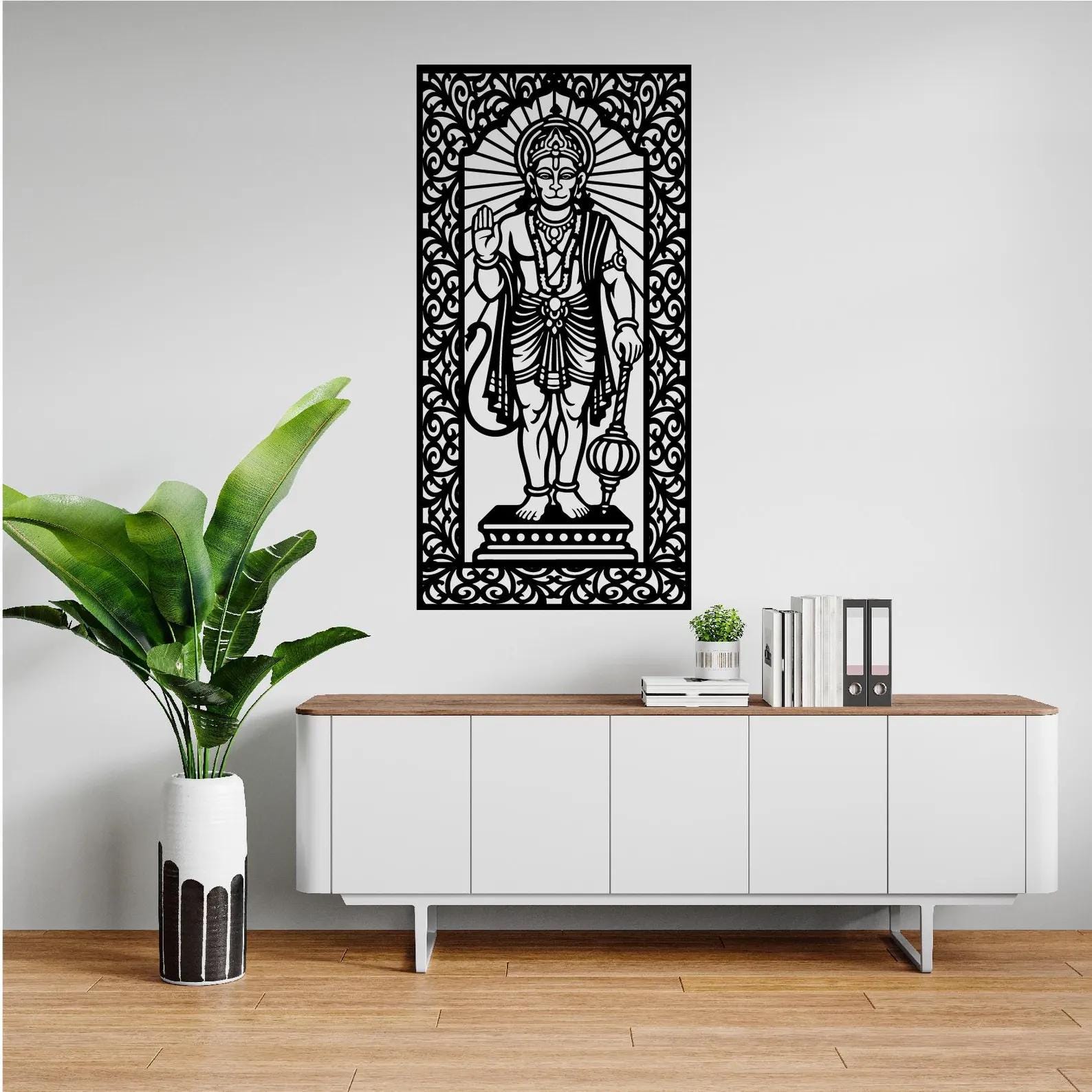 Hanuman Wall Decor: Laser Cut Hindu God Design Svg Png Dxf Eps (digital ...