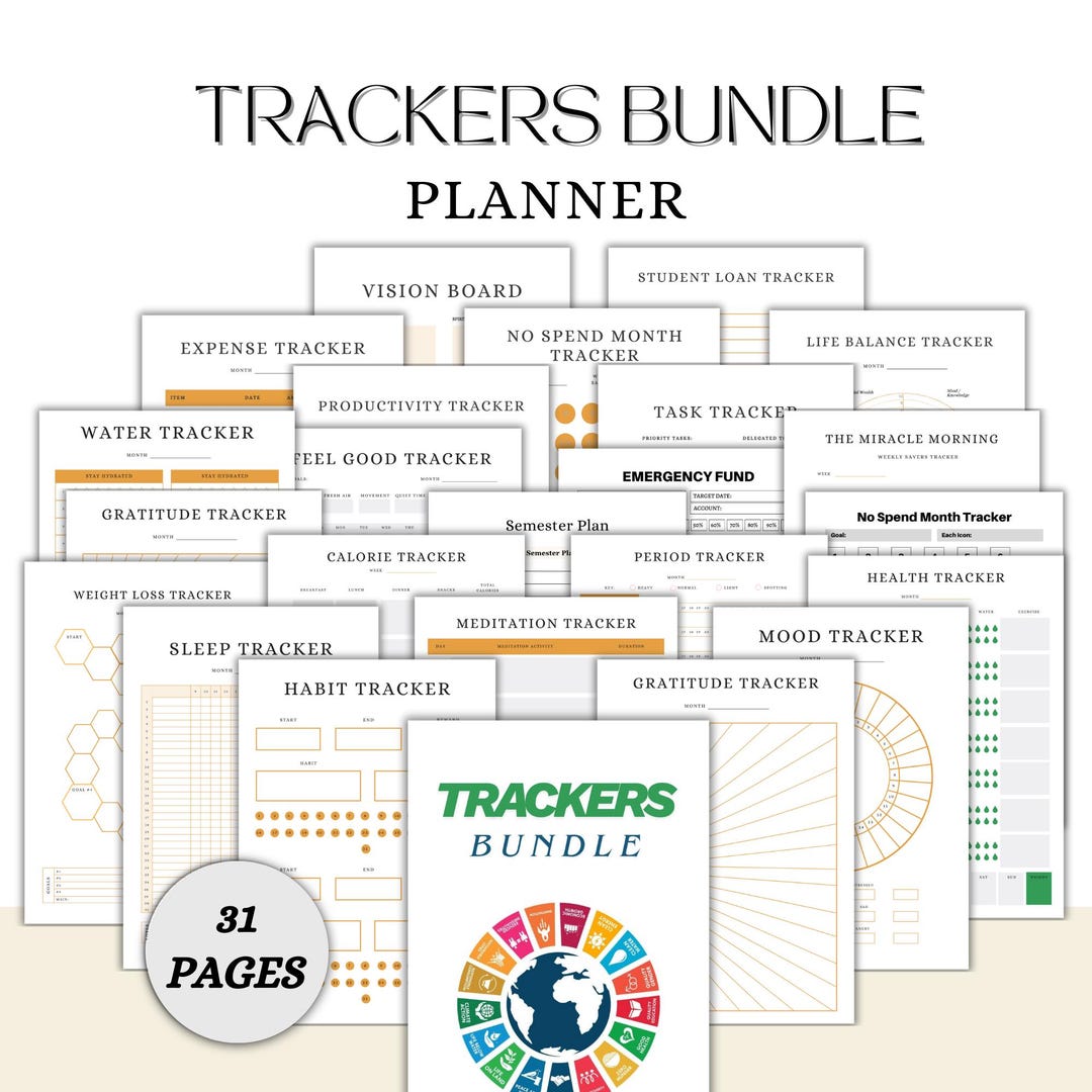 Bundle of Trackers | 2025-2026 Monthly and Yearly Trackers | Habit ...