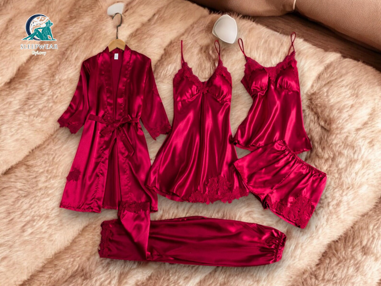 Women's Lace Pajamas Set Chic Sleeping Robe Comfortable Home Nightwear ...
