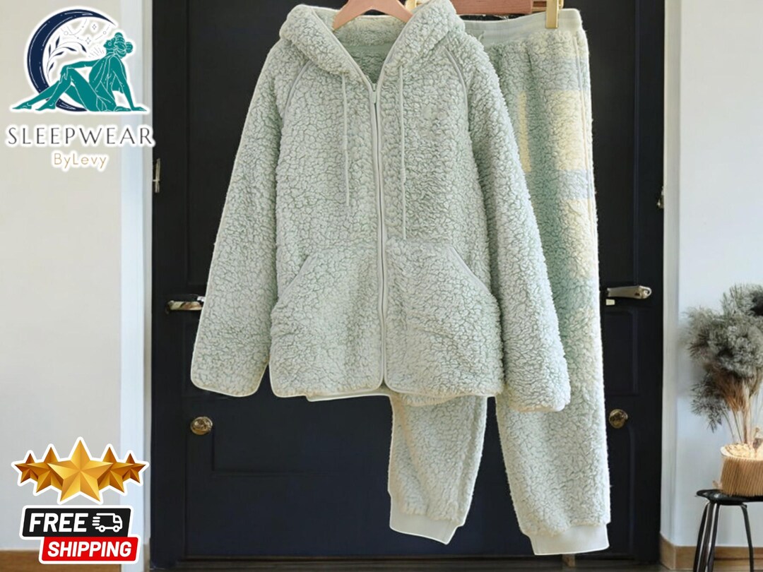 Teddy Fleece Jacket | Fuzzy Hoodie Joggers | Cozy Sherpa Set ...