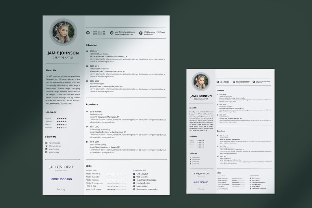 Editable Creative CV Template | Modern Resume for Designers - Etsy
