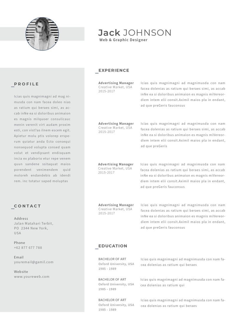 Resume CV Template - Microsoft Word and Adobe Indesign Files Fully ...