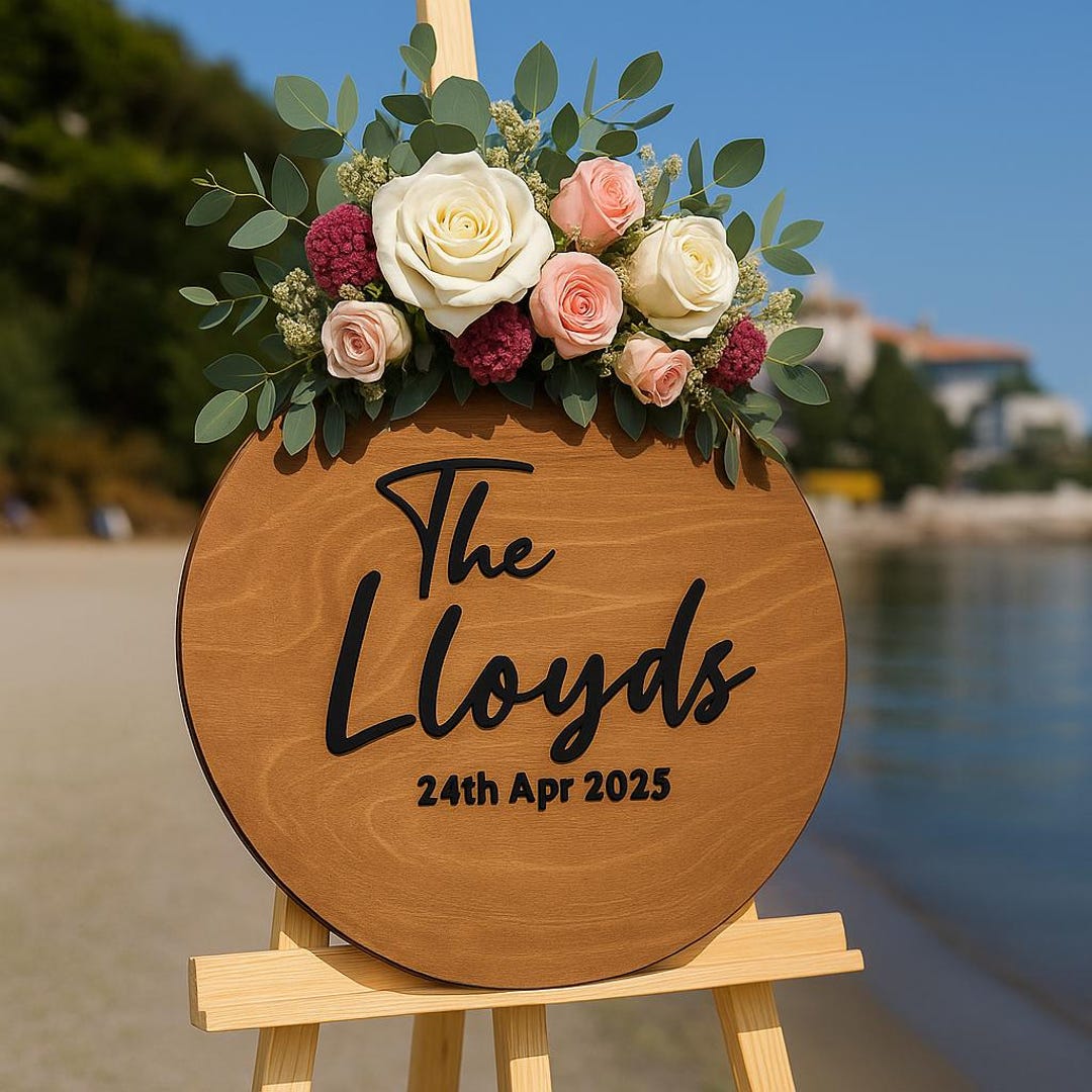 Vintage Round Wedding Sign, Alternative Guest Book, Wedding Keepsake ...