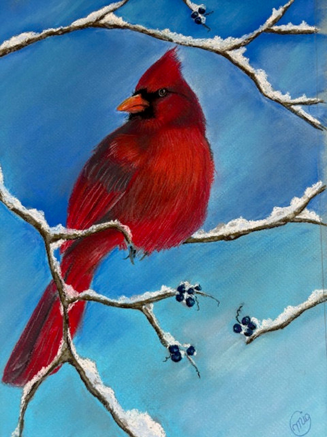 Cardinal Pastel Mig Original - Etsy