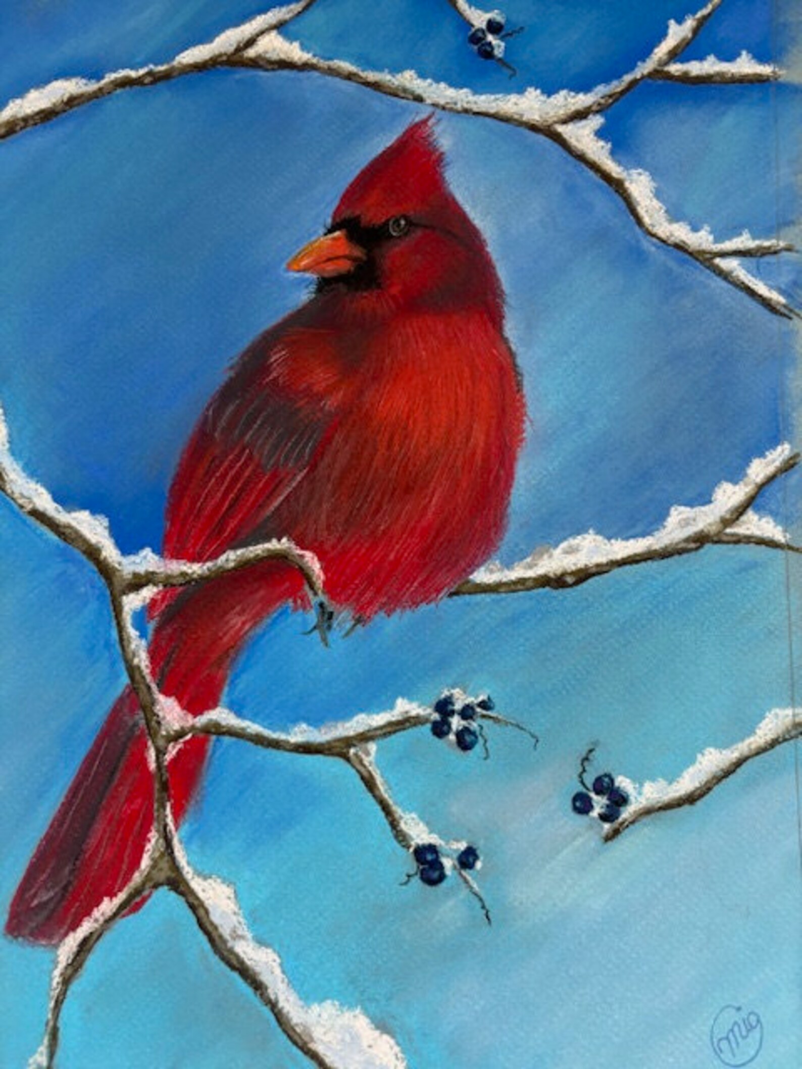 Cardinal Pastel Mig Original - Etsy