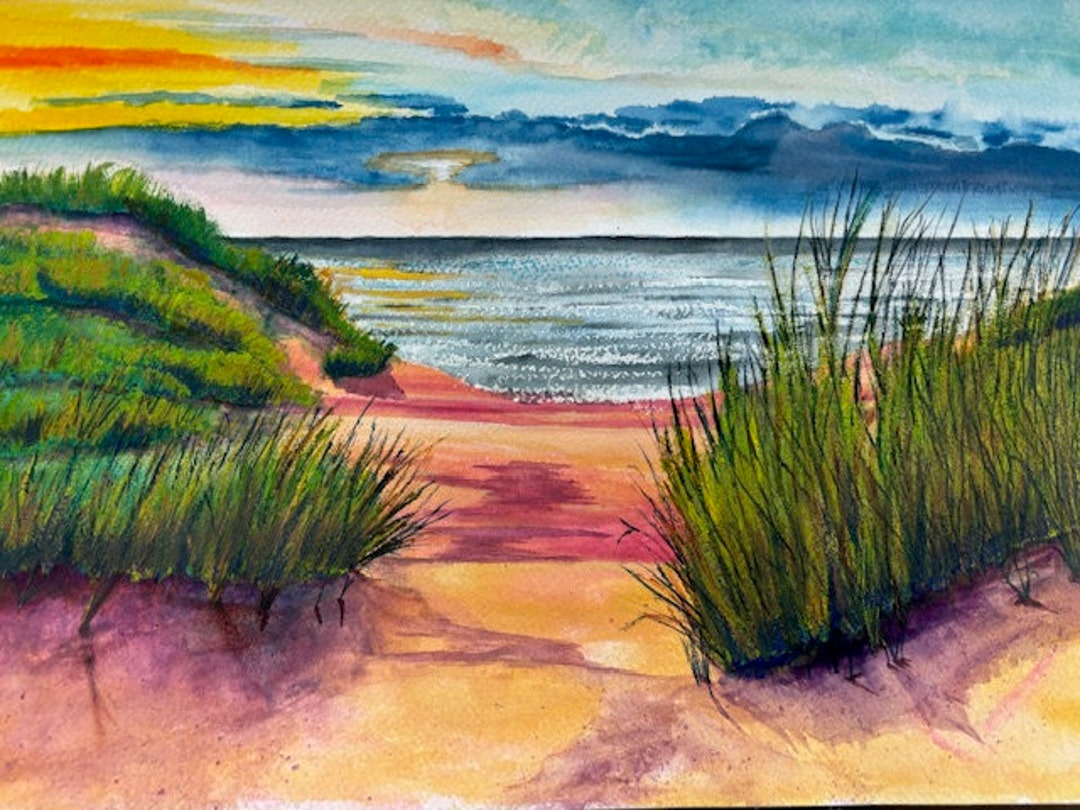Watercolor Beach Seagrass Original Mig - Etsy