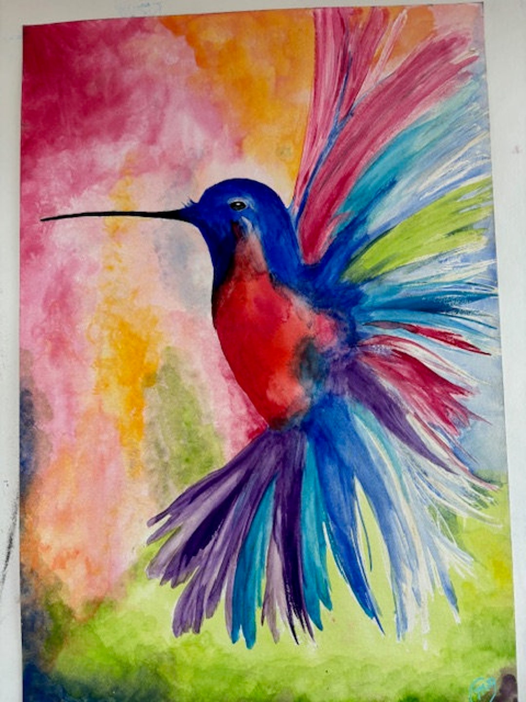 Hummingbird Watercolor Original Mig - Etsy