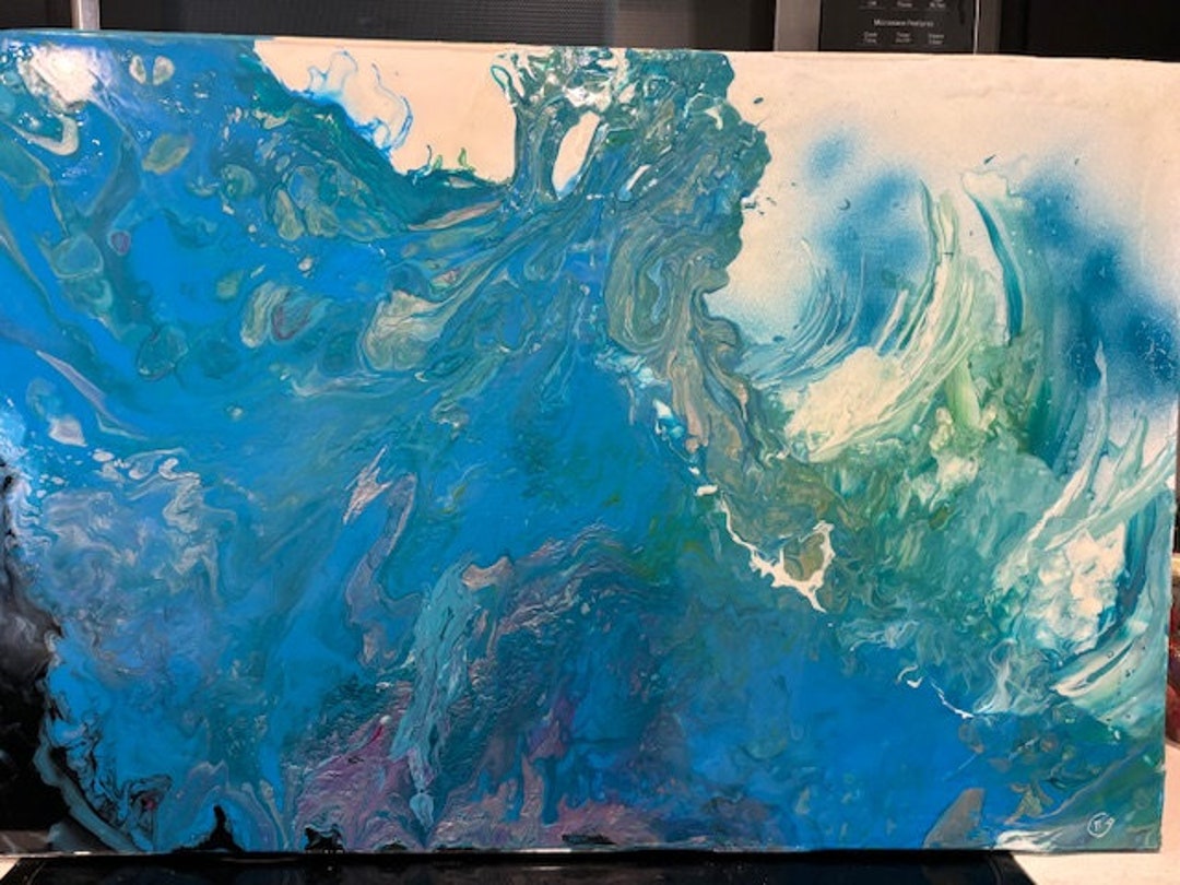 Acrylic Waves #2 Art Deco With Epoxy Resin Original by Mig - Etsy