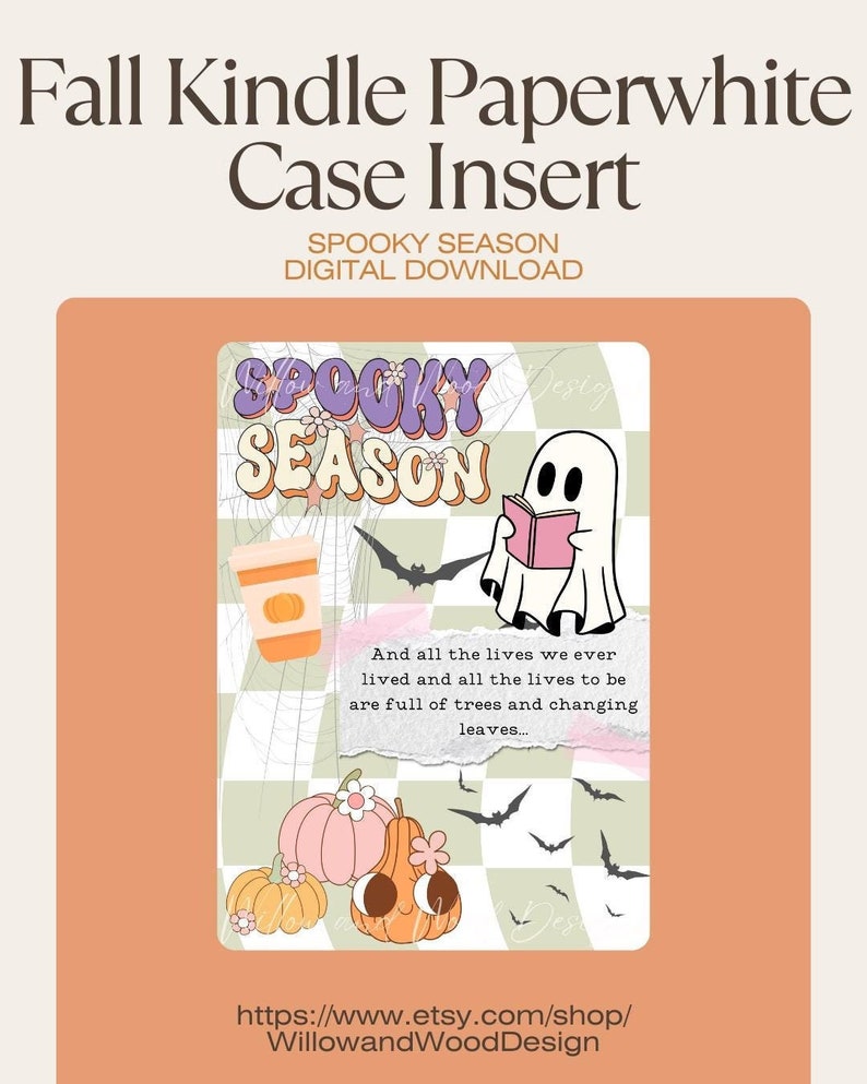 Kindle Paperwhite Fall Background Insert for Clear Case Spooky Season ...