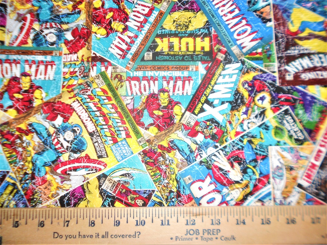 Two Continuous Yards of MARVEL COMIC BOOKS Fabric, 72" X 42", 100% ...