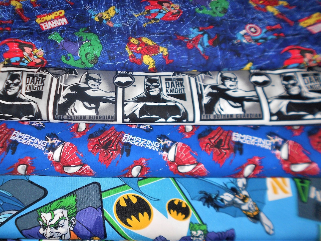 SUPER HERO Fabrics 16 Marvel Batman & Superman Spiderman - Etsy España