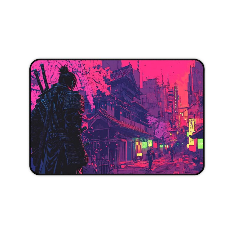Cyberpunk Ronin | Neon Samurai Japanese Style Mousepad | Gaming Mouse ...