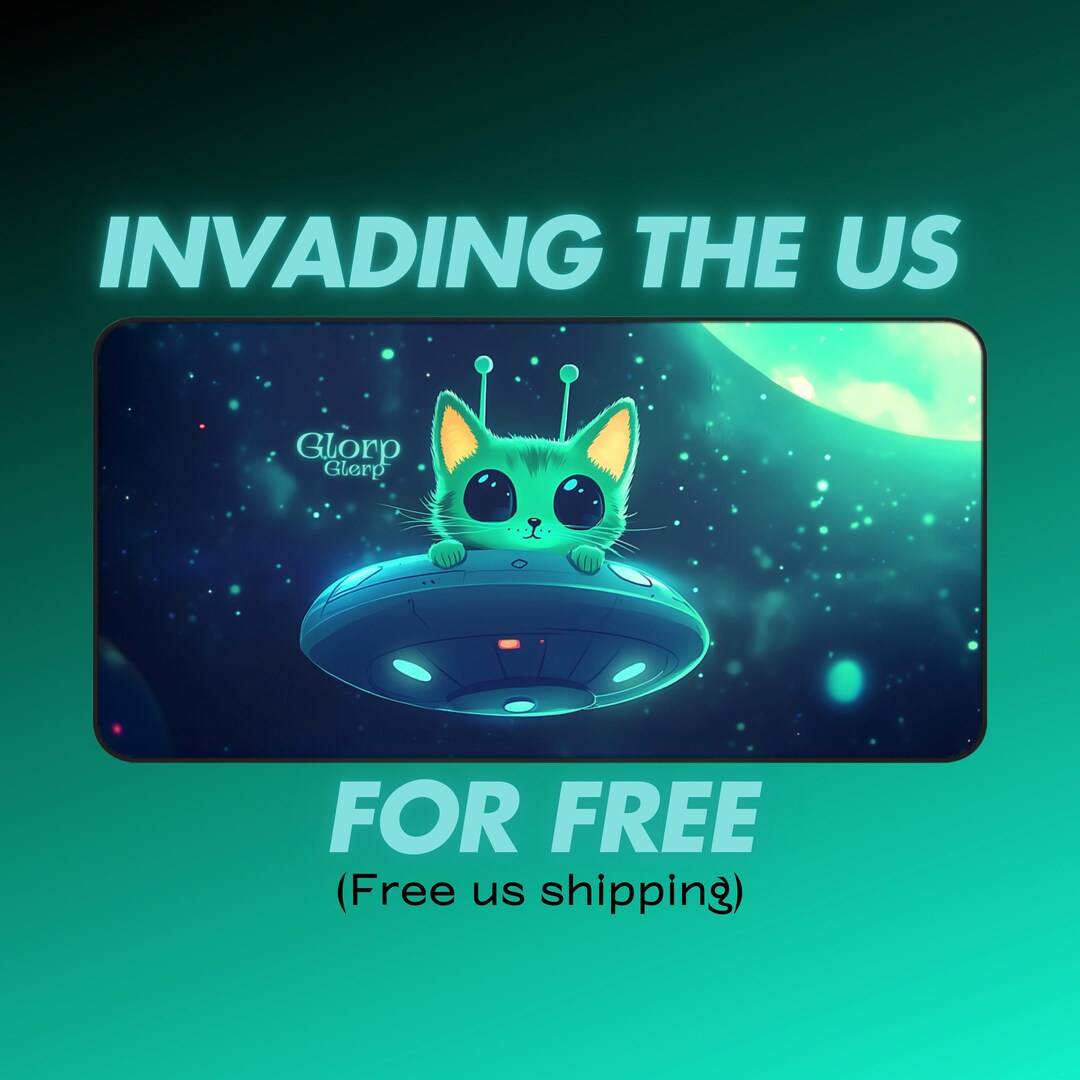 Alien Cat Desk Mat | Space Cat Mousepad | Funny Alien Cat Meme - Etsy