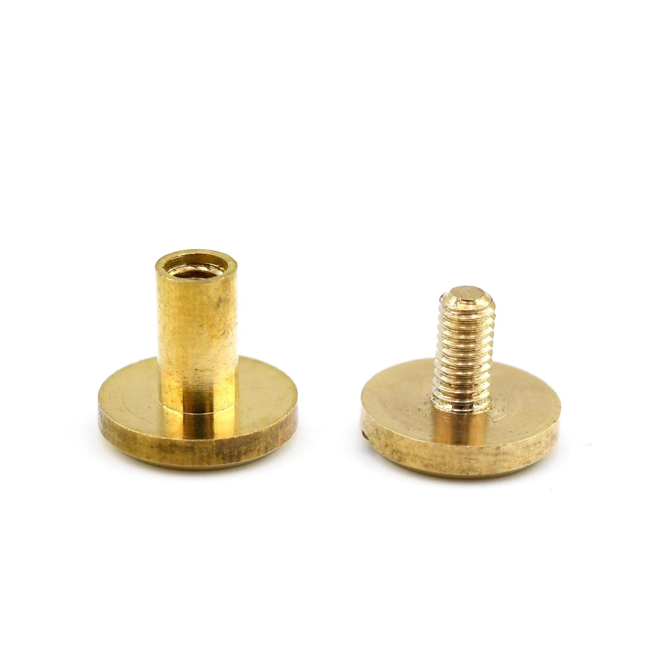 SILMEN Flat Head Solid Brass Chicago Screw Rivets 10 Pcs for Belt ...