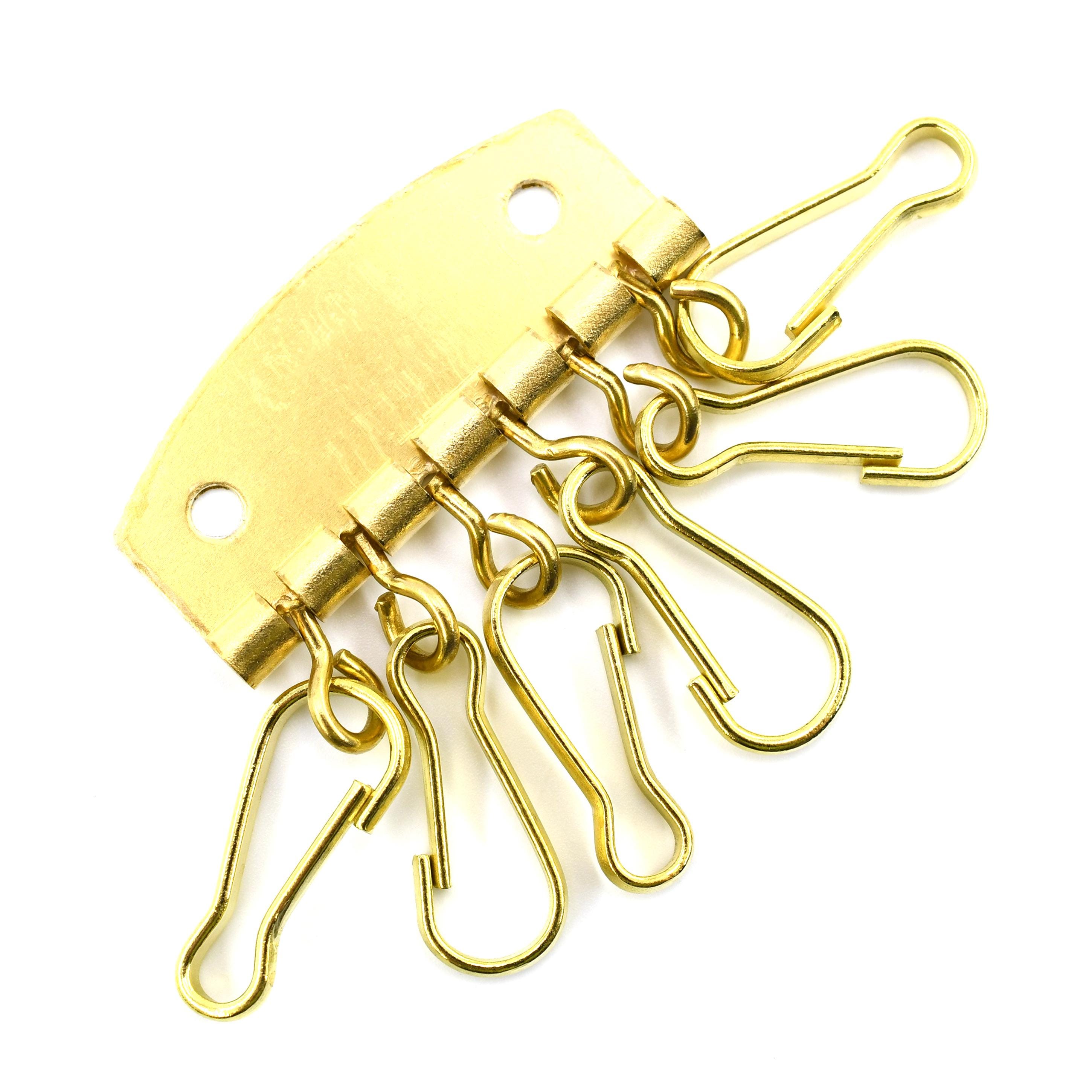 SILMEN Solid Brass 6 Hook Key Holder Plate With Chain Leather Hardware ...