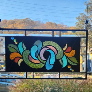 A Viney Swirl of Color Stained Glass Window Panel - Etsy