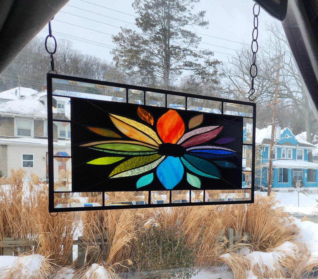 COLORFULLY FLORAL Stained Glass Window Panel (signed and Dated) - Etsy