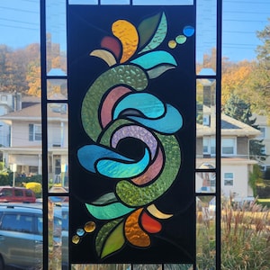 A Viney Swirl of Color Stained Glass Window Panel - Etsy