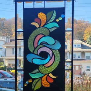 A Viney Swirl of Color Stained Glass Window Panel - Etsy