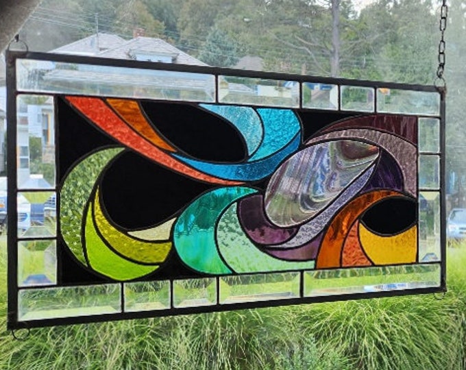 GRACEFUL RHAPSODY Stained Glass Window Panel signed and Dated - Etsy