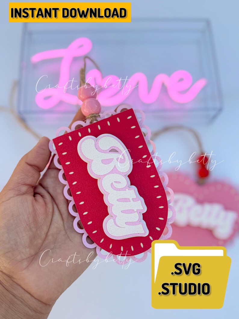 Valentine's Day Heart Name Tag SVG Bundle: Cricut & Silhouette (digital ...