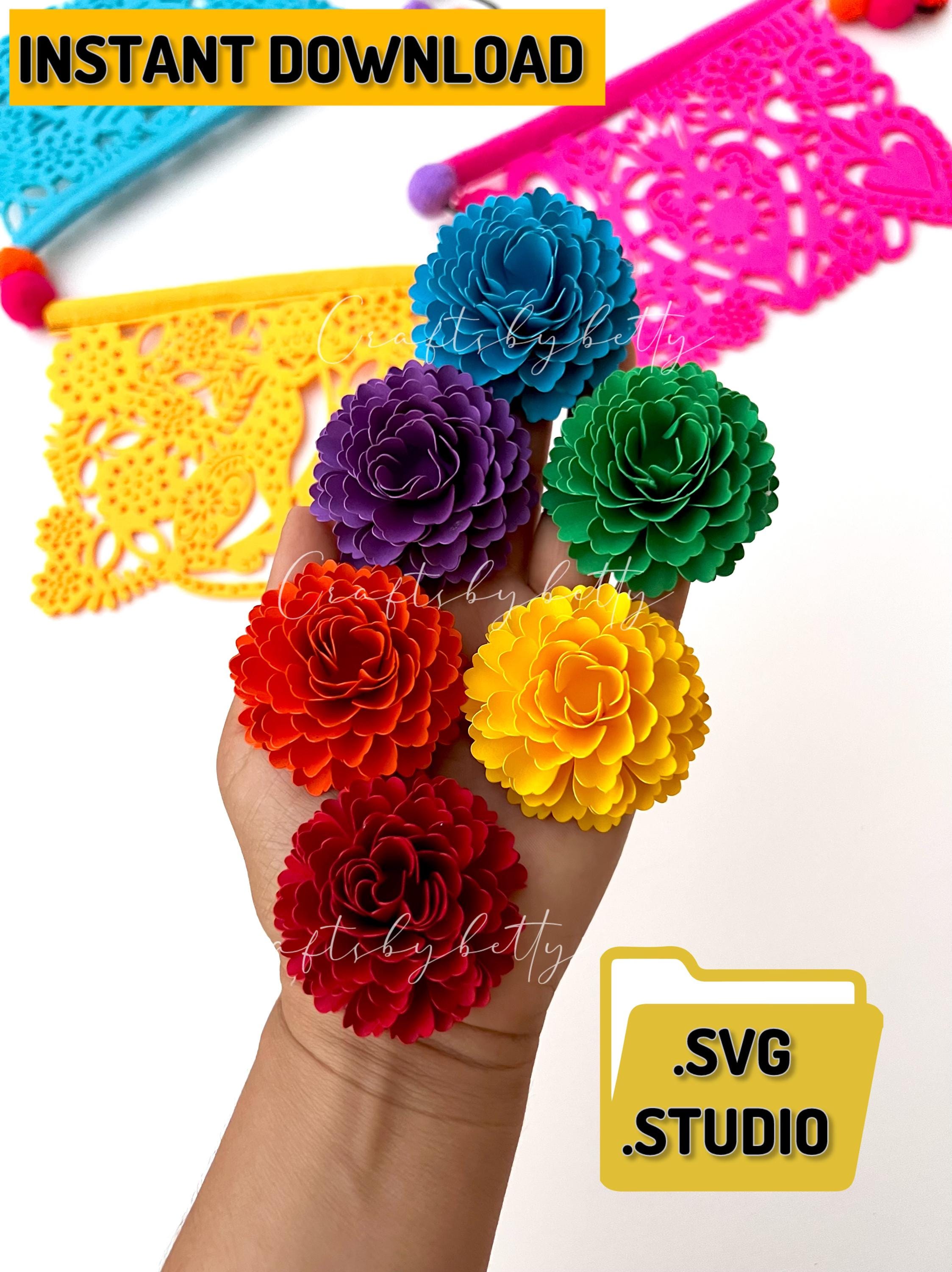 Marigold Paper Flower Template: Cempasuchil SVG, PDF, .STUDIO (digital ...