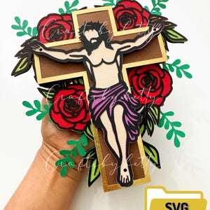 Jesus on Cross SVG: Catholic Sacred Heart SVG Files (instant Download ...