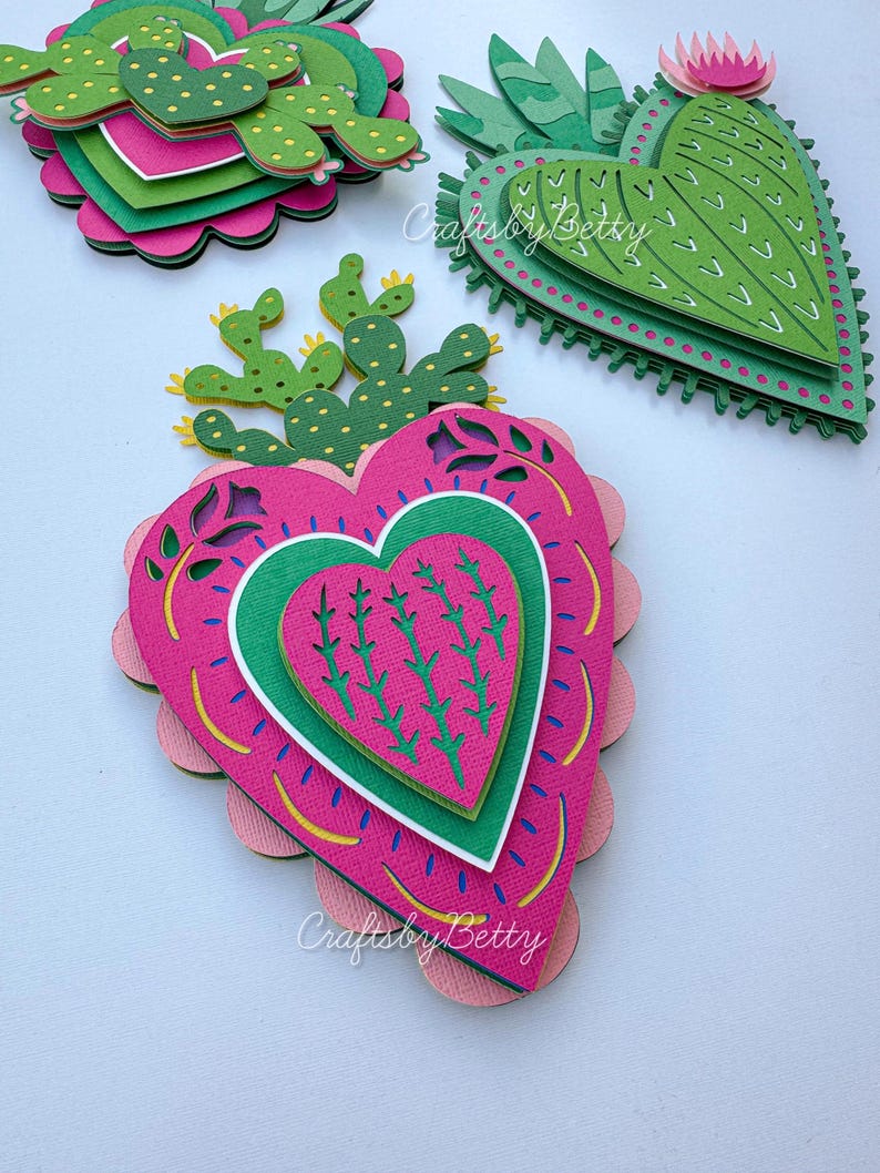 Mexican Sacred Heart SVG (cactus Inspired) : Valentines Day Digital ...