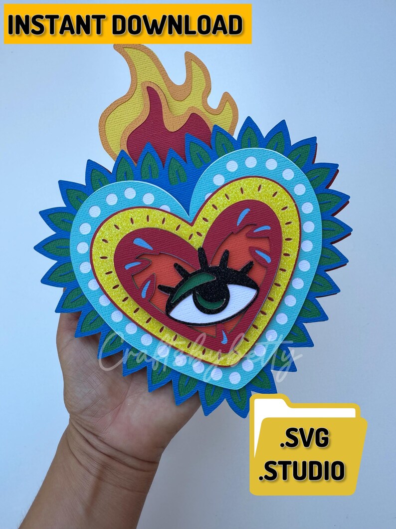 Mexican Sacred Heart SVG: 3D Layered Milagros (digital File) - Etsy