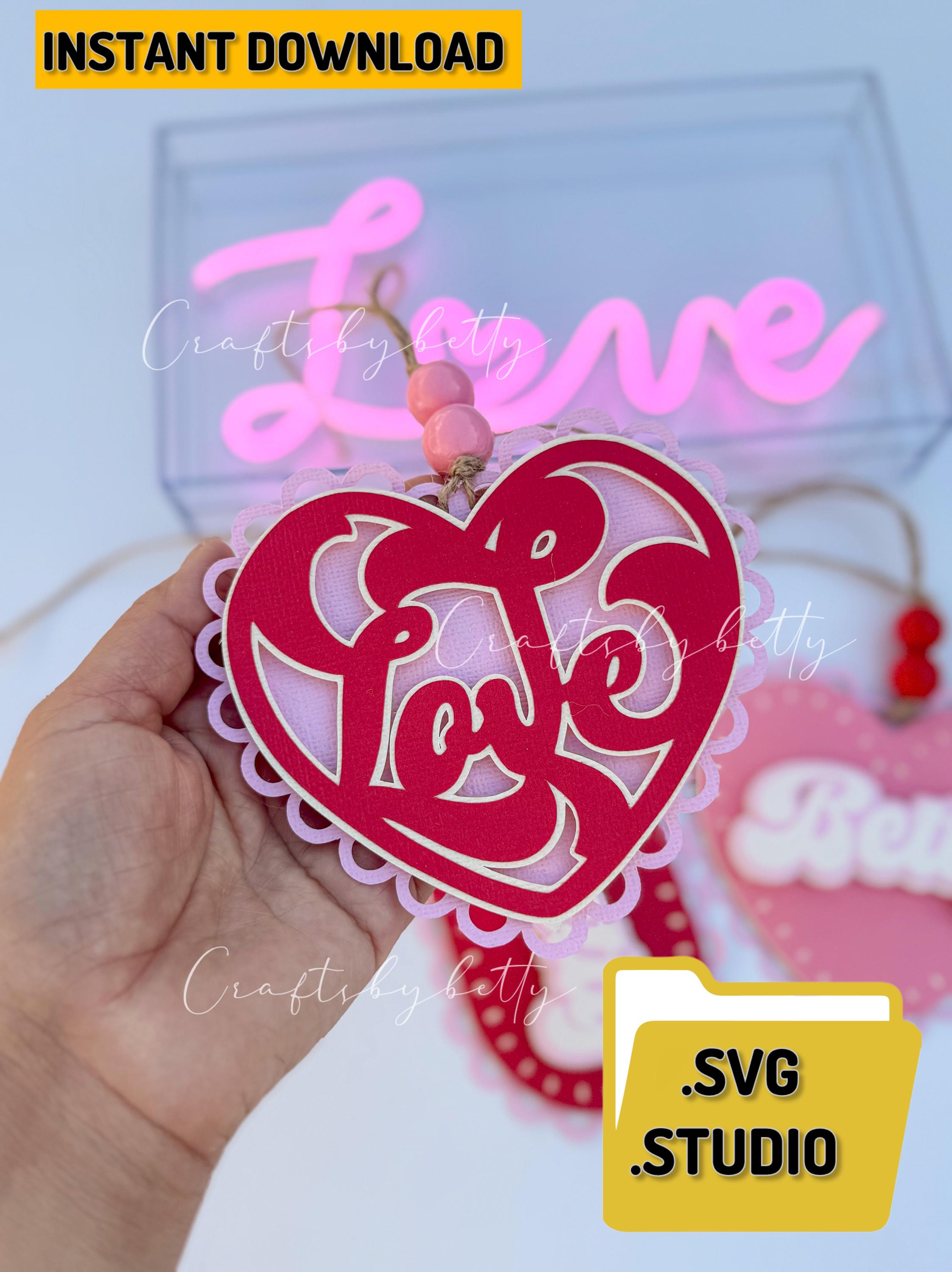 Valentine's Day Heart Name Tag SVG Bundle: Cricut & Silhouette (digital ...