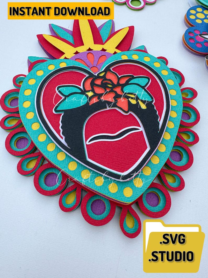 Frida Heart SVG, Mexcian Digital Files, Day of the Dead SVG, Mexican ...