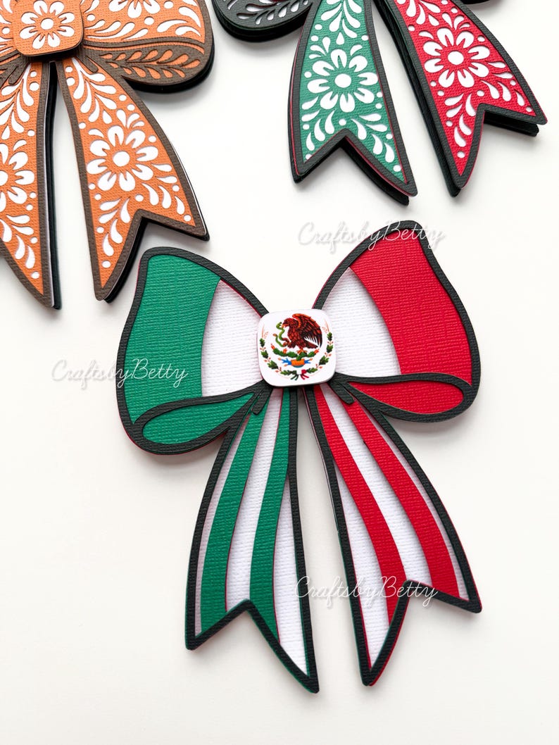 Mexican Flag Talavera Bow Bundle SVG: Layered 3D Design (digital ...