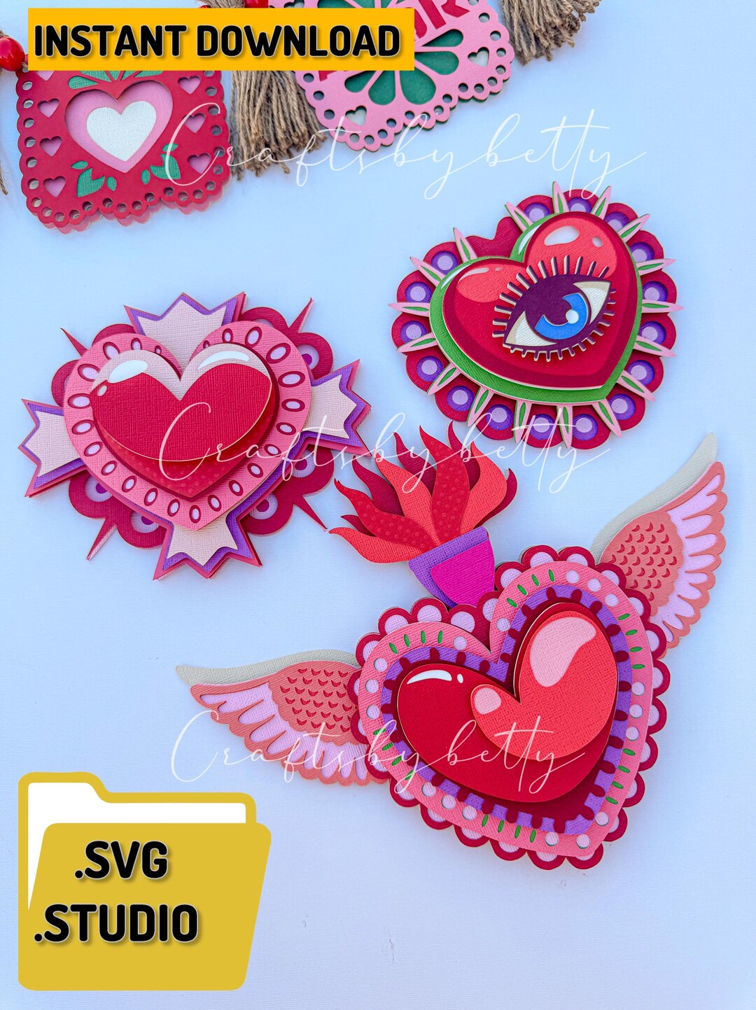 Mexican Sacred Heart SVG: Valentines Day Digital Files (SVG, .STUDIO ...