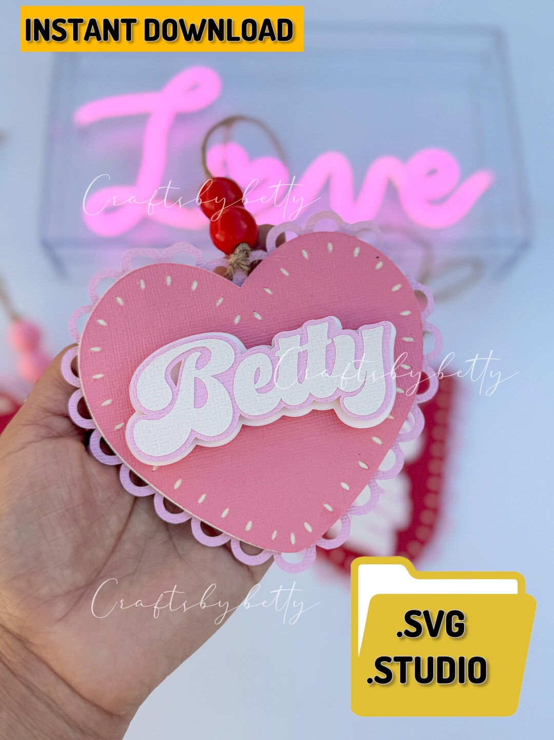 Valentine's Day Heart Name Tag SVG Bundle: Cricut & Silhouette (digital ...