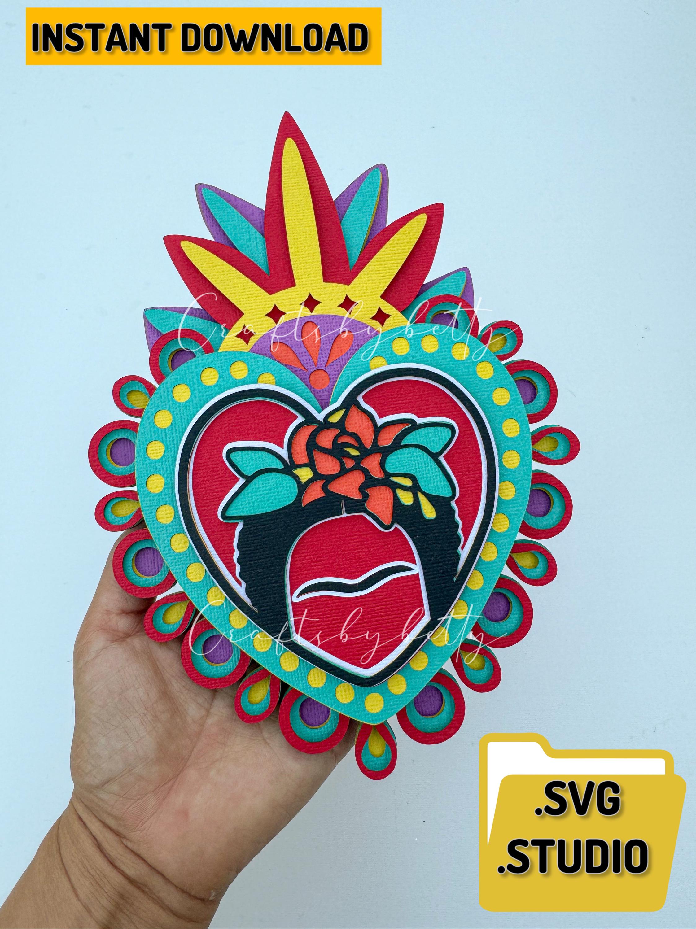 Frida Heart SVG, Mexcian Digital Files, Day of the Dead SVG, Mexican ...