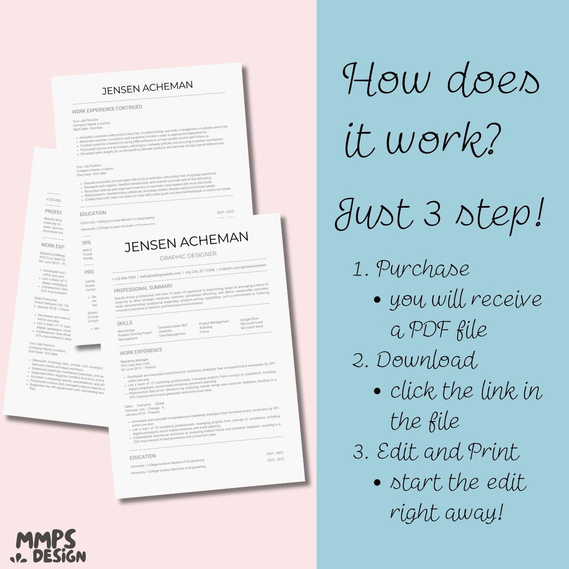 ATS Friendly Resume Template Canva, ATS Resume, ATS Cv Resume Template ...