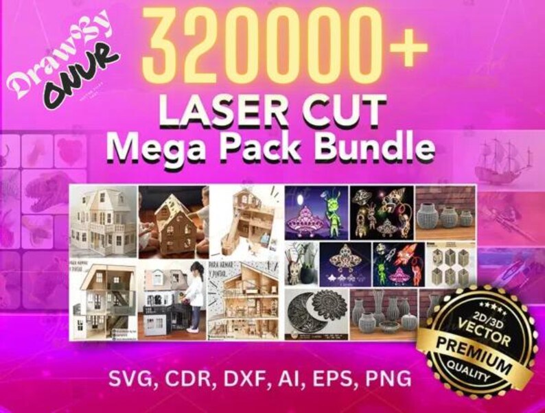 Mega Pack Laser Cut 320k Dxf Files 3D 2D Mega Bundle SVG CNC Engraving ...