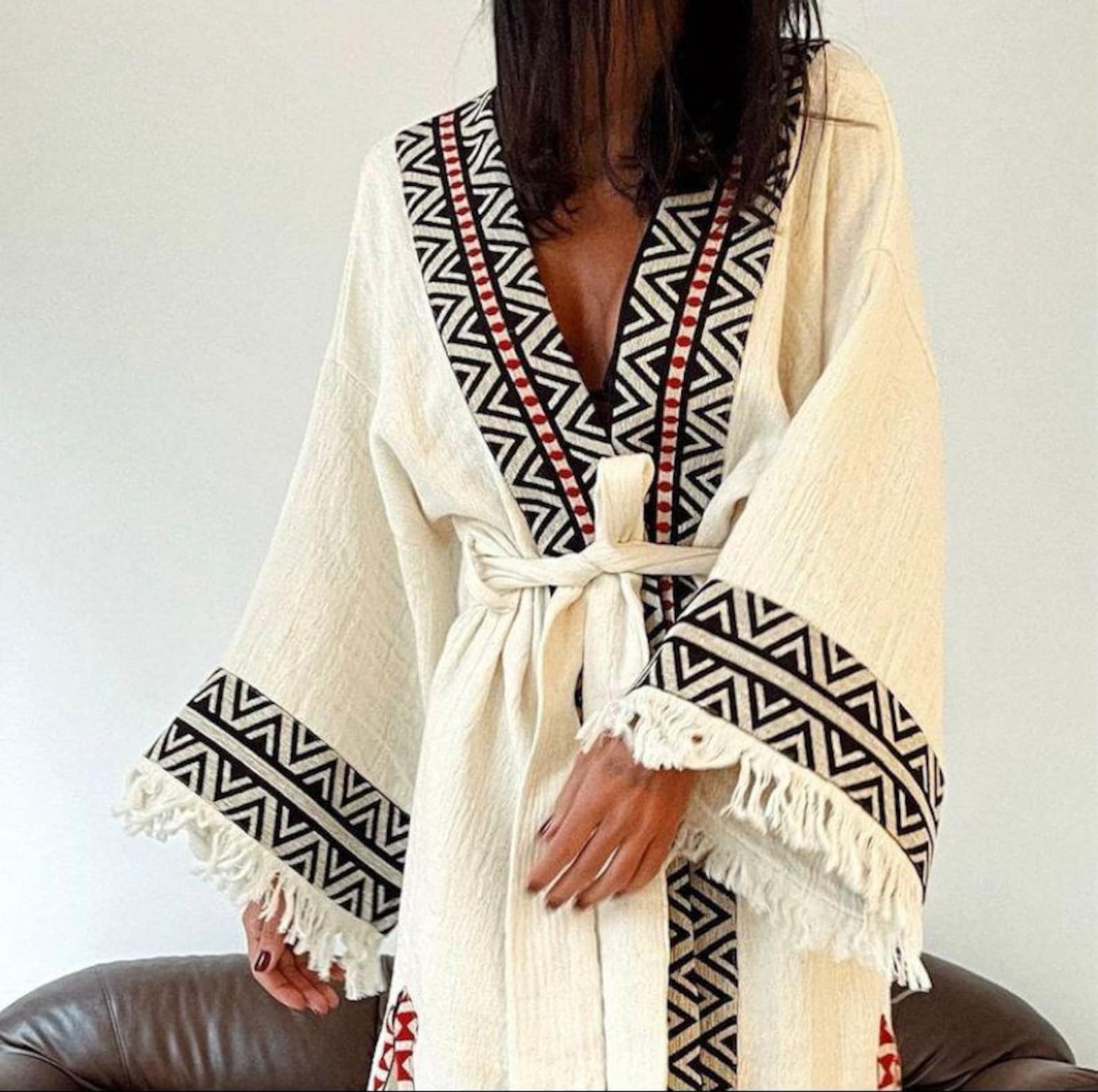 Boho Morning Robe, Organic Cotton Spa Robe, Bridal Robe, Ethnic ...