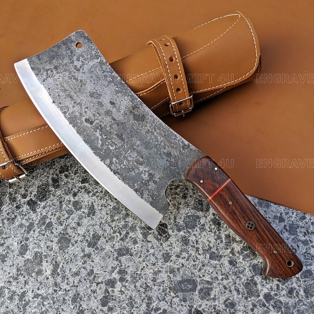 Handmade Cleaver Butcher Knife Meat Knife Serbian Cleaver With Leather ...
