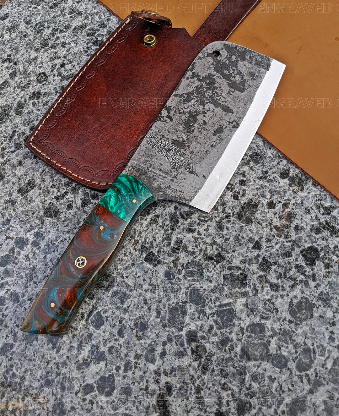 Custom Handmade Cleaver Fixed Blade Chopper Knife Meat Cleaver Gift for ...