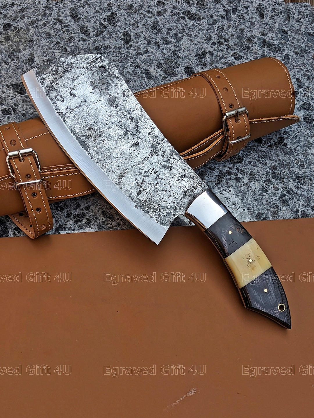 Chef Cleaver Personalized Handmade Cleaver With Leather Sheath Butcher ...