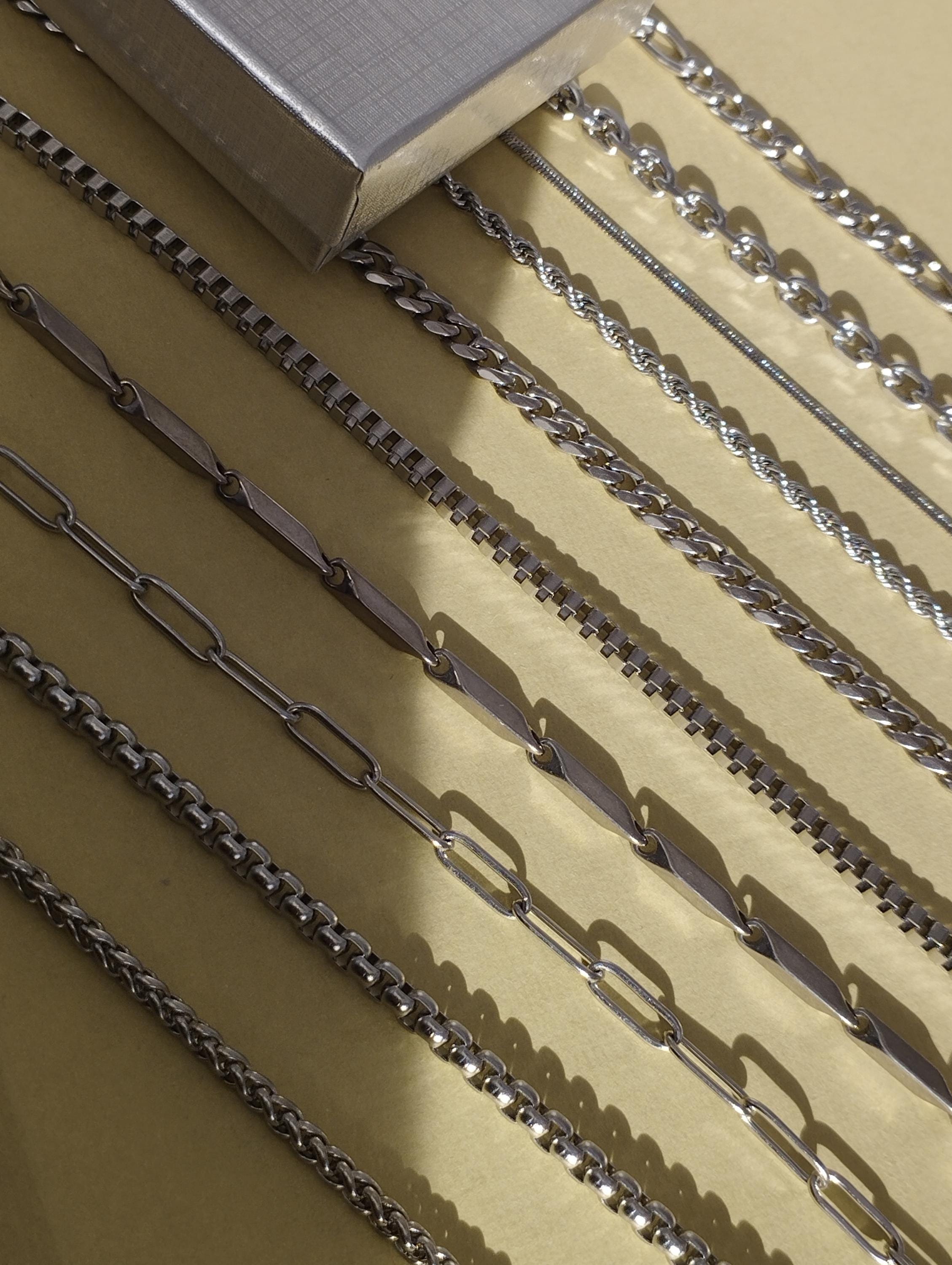 Silver Chain Necklace, Rope, Curb, Figaro, Paperclip, Twist ...