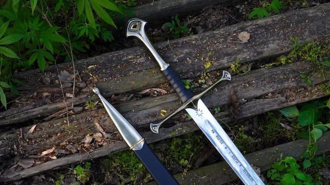 Handmade Viking Anduril Sword: High-carbon Steel, Leather Hilt (41-inch ...