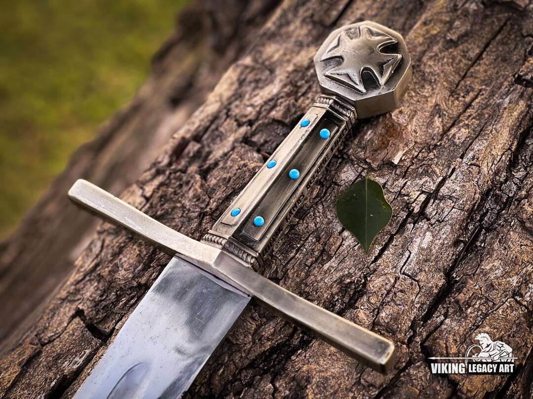 Hand-forged Medieval Sword: Crusader Cross Pommel, Carbon Steel Blade ...