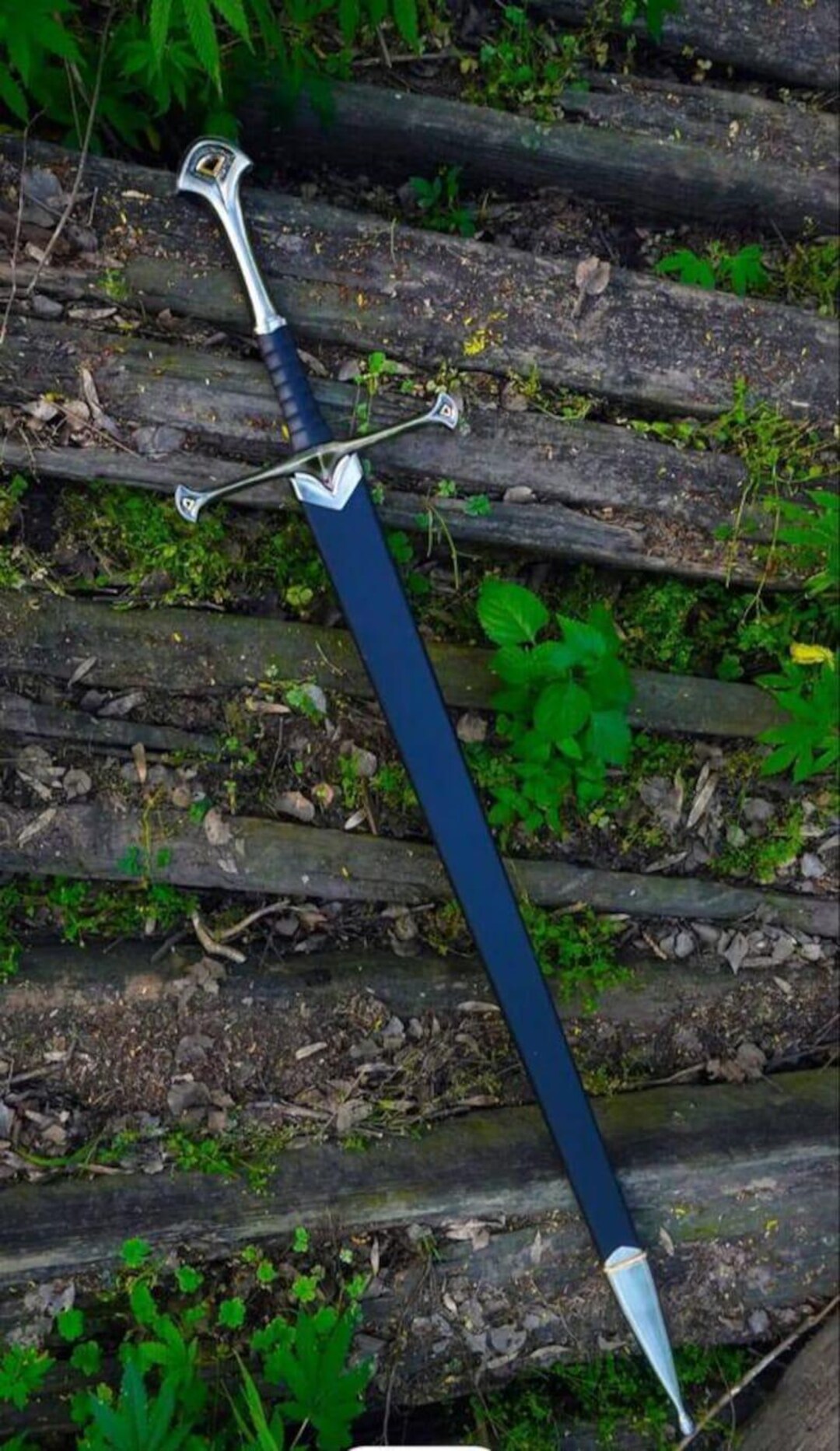 Handmade Viking Anduril Sword: High-carbon Steel, Leather Hilt (41-inch ...