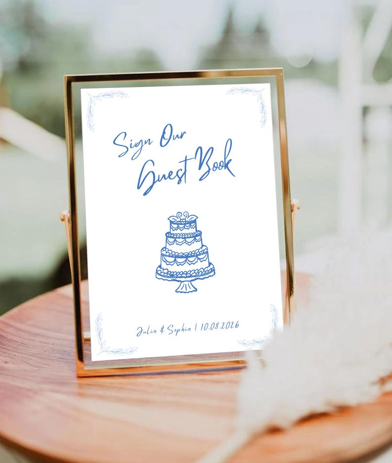 Guest Book Sign - Digital Download for Canva, Hand-drawn Font With ...