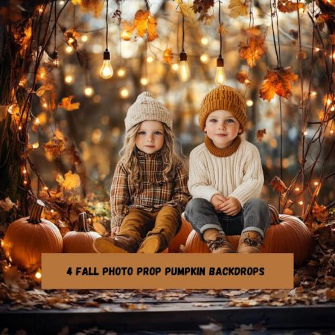 Charming Fall Pumpkin Photo Props | Digital Backdrop for Autumn ...