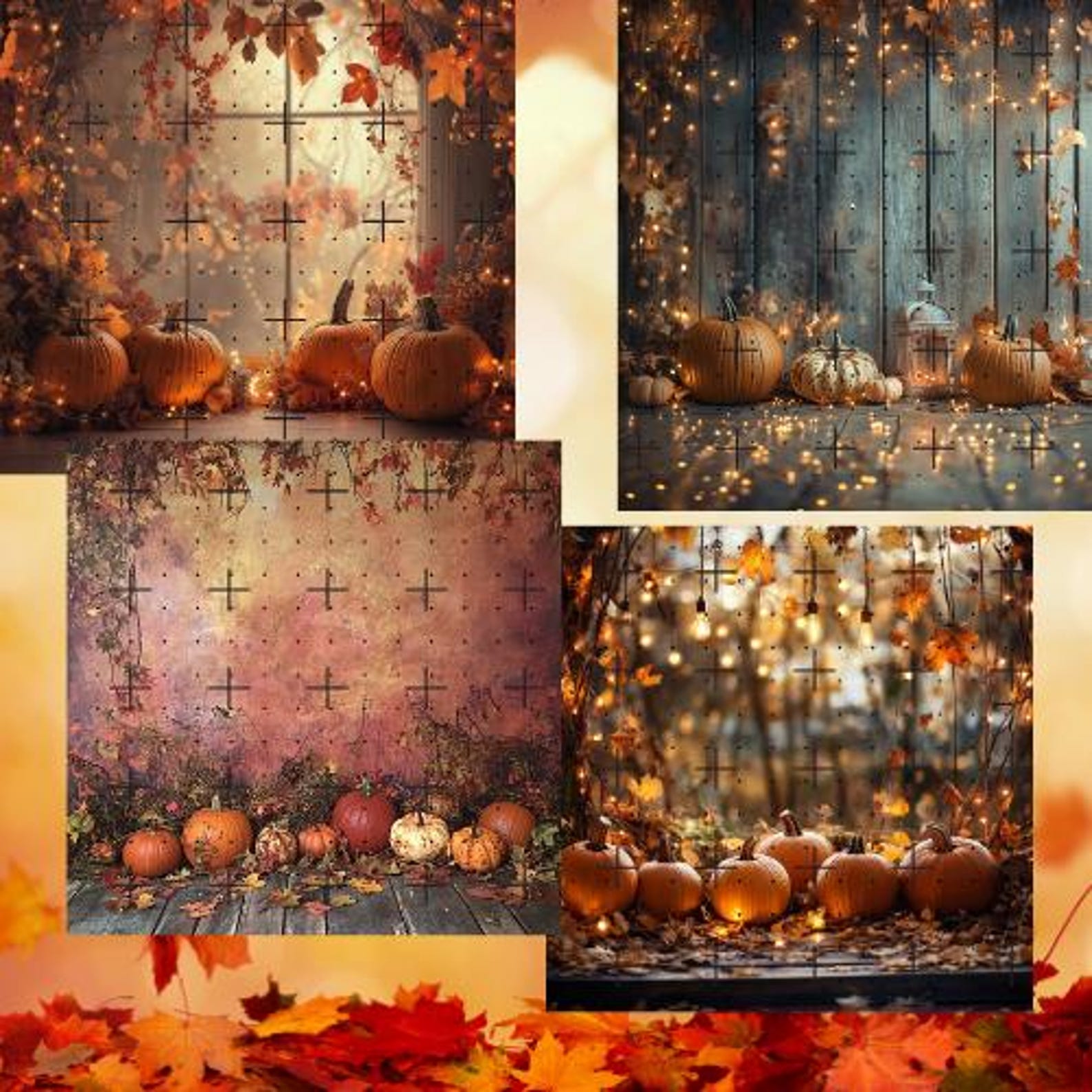 Charming Fall Pumpkin Photo Props | Digital Backdrop for Autumn ...