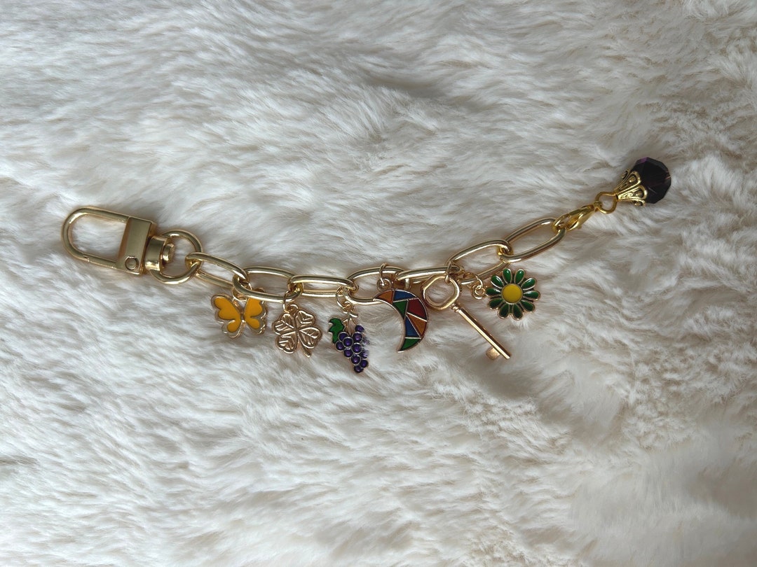 Colorful Gold Charm Keychain - Etsy